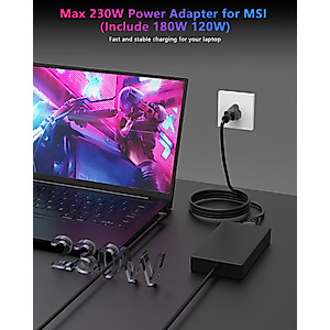 230W Charger Ac Adapter for MSI Stealth GS76 GS75 GS66 GS65 WS65 WS66 WS75 WS76 MSI Gaming Laptop A12-230P1A A17-230P1A Power Supply Cord