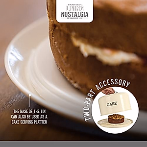 KitchenCraft Cake tin Living Nostalgia with lid 28,5x18cm, 28.5 x 18 cm, Antique Cream