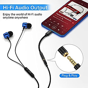 Yinker USB C to 3.5mm Female Headphone Jack Adapter【1 Pack】,Type C to Aux Audio Dongle Cable Cord