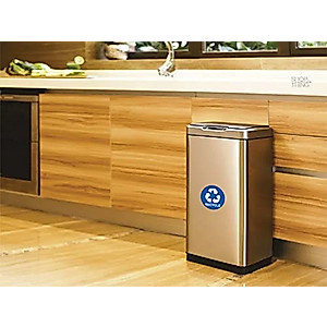 Recycle Sticker Trash Can Decal - Large Recycling Vinyl - 4 Pack (Black,Blue & Green) | ST - 019 (Size 5 Inches)