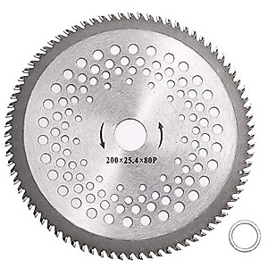 BlueNatHxRPR 8 Inch 80T Carbide Tip Blade with Washer Adapter Brush Cutter Trimmer Weed Eater Blade