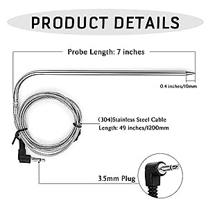 Replacement Meat Probe for Pit boss Pellet Grill and Pellet Smoker, 3.5mm Plug 2 Pack Meat Probes with Grills Clip Accessories (Upgraded Version)