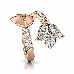 1 Cttw Round Shape White Cubic Zirconia Prong Setting Wedding Engagement Bypass Floral Ring In 14K Rose Gold Plated 925 Sterling Silver Ring Size - 6.5