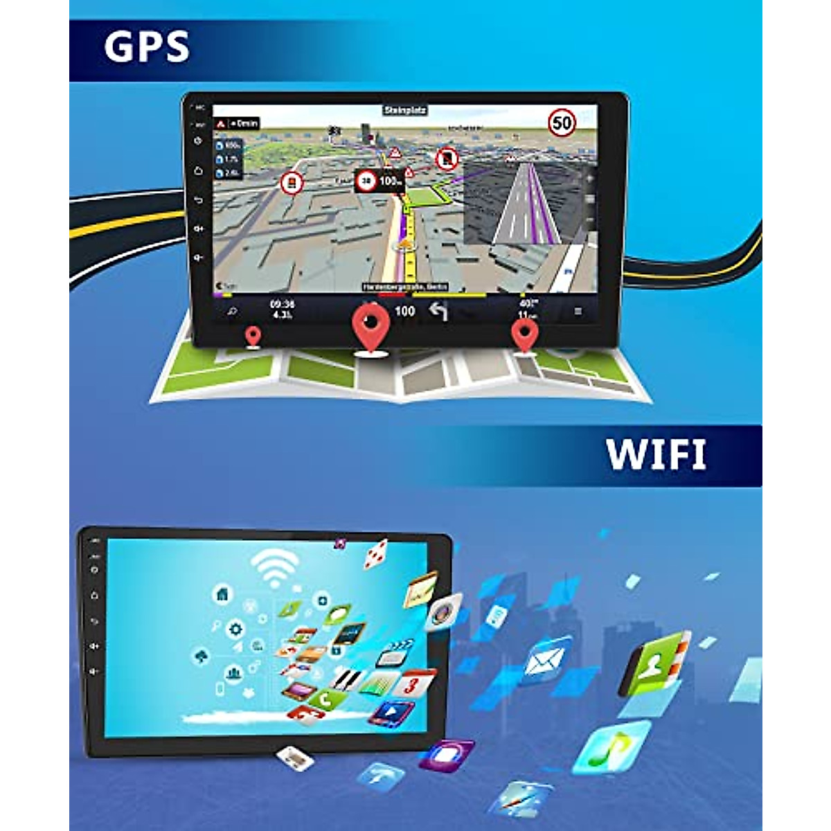 2G 32G Android Car Stereo for Toyota Tacoma 2005-2015 with Wireless Apple Carplay, Rimoody 9 Inch Touch Screen Car Radio with GPS Navigation Bluetooth FM HiFi WiFi Android Auto Backup Camera