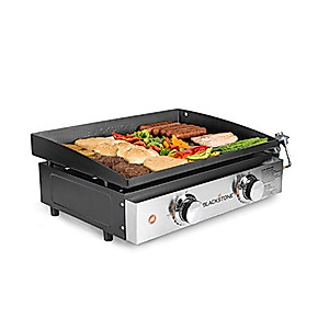 Blackstone Tabletop Griddle, 1666, Heavy Duty Flat Top Griddle Grill Station for Camping, Camp, Outdoor, Tailgating, Tabletop – Stainless Steel Griddle with Knobs & Ignition, Black, 22 inch