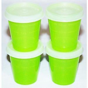 Tupperware Set of 4 Midgets 2 Ounce Mini Containers Lime Green