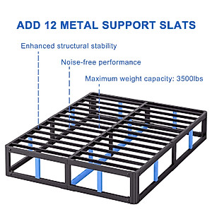 Hanidre 7 Inch High Metal California King Bed Frames, Heavy Duty Cal King Bed Frame No Box Spring Needed, Easy Assembly, Noise Free, Sturdy, Low Profile