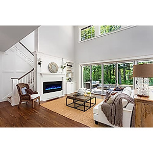 Masarflame 42 Inch Electric Fireplace, Recessed and Wall Mount Fireplace Heater, Quiet & Linear Fireplace Insert with 13×13 Adjustable Flame Color, Thermostat & Timer, Remote & Touch Screen