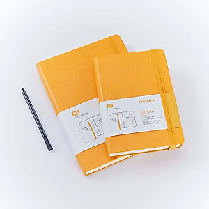 996DEMING Large Lined Journal Notebook for Work - 365 Pages Journals for Writing B5 College Ruled Notebook,100gsm Lined Paper,Leather Hardcover Journal for Men and Women,7.6'' X 10'' (Yellow, B5)
