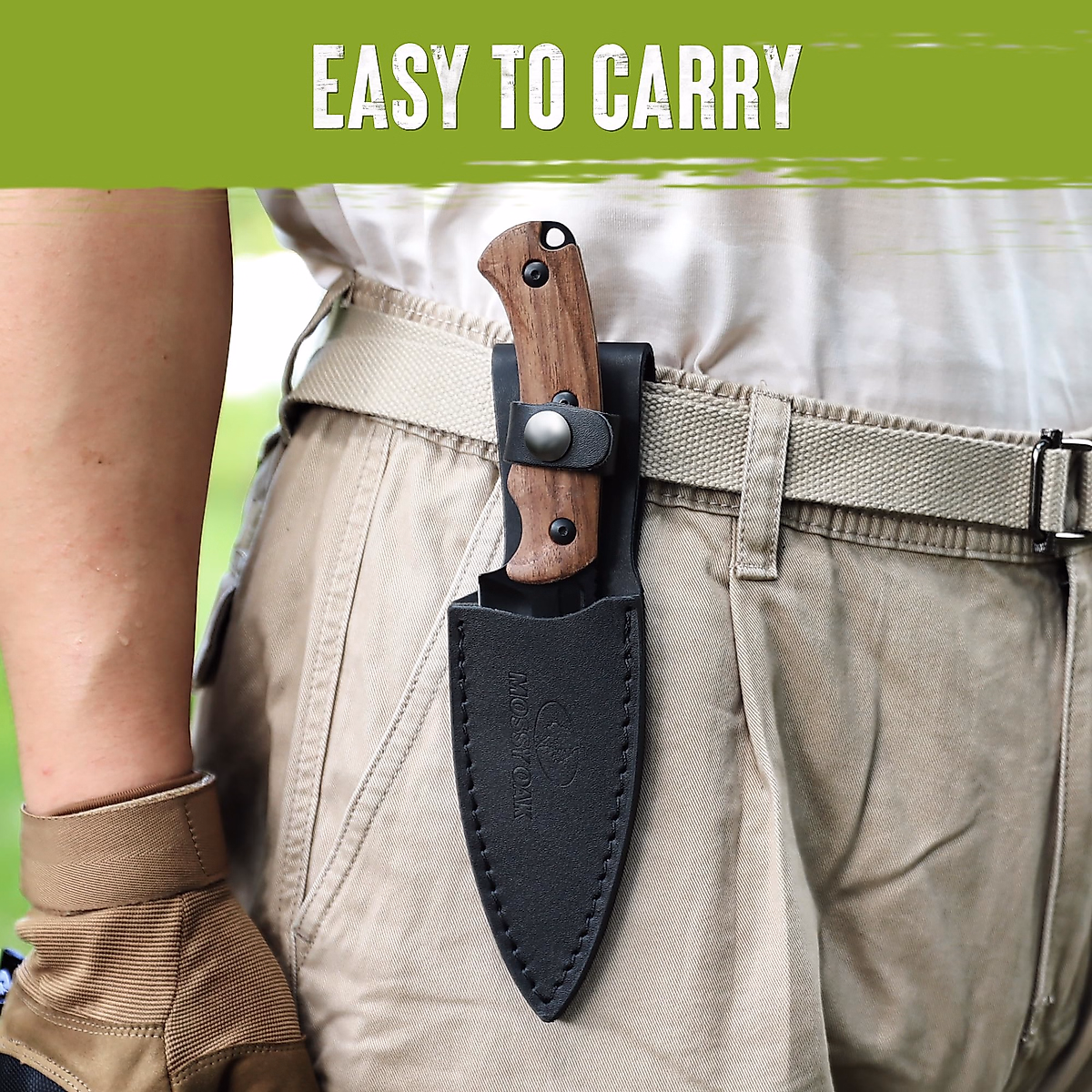 MOSSY OAK 8.5-inch Full-tang Fixed Blade Knife with Sheath, Stainless Steel Blade, Outdoor Knives for Survival, Camping, Hiking (G10 Handle-Brown)