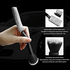 neynavy 2 PCS Double Head Brush for Car Clean, 2 In 1 Soft Bristle Cleaning Brush Car Interior Cleaning Brush, Car Air Vents Dashboard Screen Clean Brush (Black)