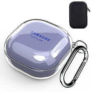 Aiiko Compatible Galaxy Buds Pro Case 2021 /Galaxy Buds Live Case 2020 Clear Soft TPU Shockproof Case Protective Cover for Samsung Earbuds with Keychain -(Clear), m