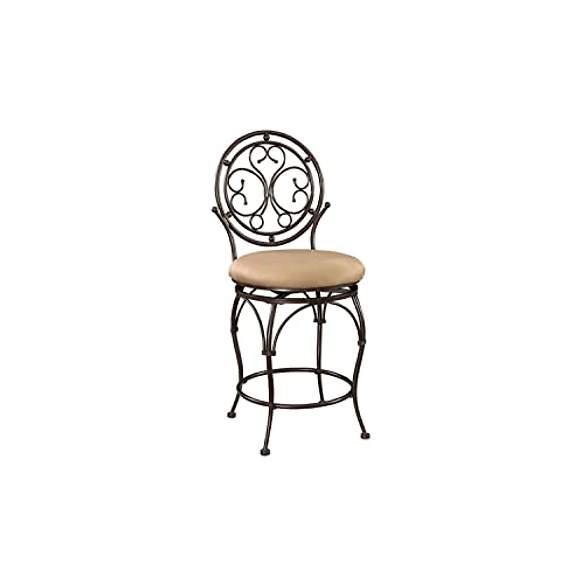 Powell Company Big and Tall Scroll Circle Back Powell Counter Stool, Height, Bronze/Beige