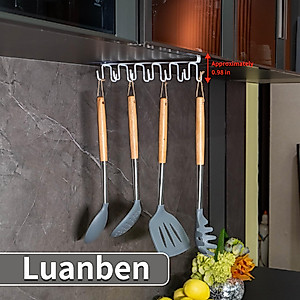 Luanben 2 Pieces White Cabinet Mug Hooks 24 Pieces Double Row Hooks, can Hang Coffee Cups/Cup Holders Under Kitchen cabinets/Hand Towels/Scarves/Ties, etc., no Need to Drill Holes (2 pcs, White)