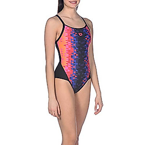 Arena Triangle Prism Superfly Back MaxLife One Piece Swimsuit, Pink Multicolor - Black, 22
