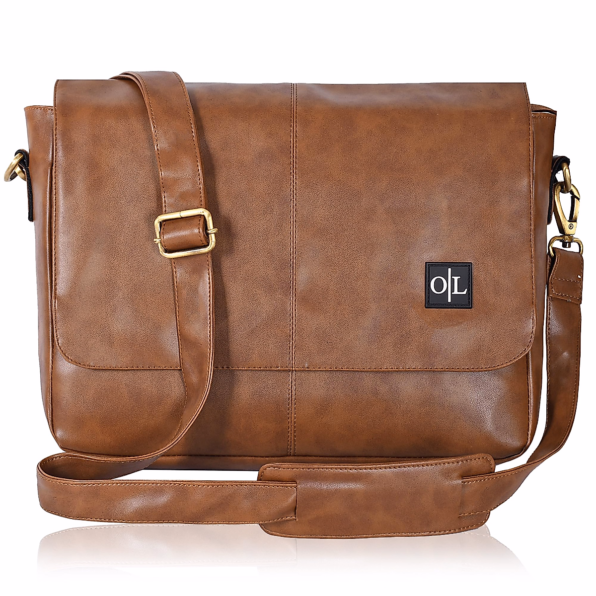Oak Leathers Tan Leather Laptop Bags For Him And Her | Multiple Compartments | Spacious And Chic | Adjustable Shoulder Satchel