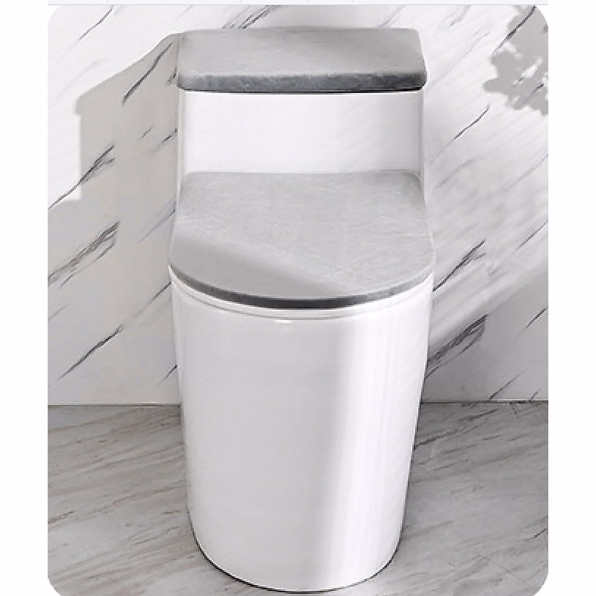 Toilet Tank Lid Cover and Toilet Lid Cover, Bathroom Toilet Lid Seat Cover Set,Toilet Protector Cover，Stretch Washable Spandex Fabric, Fits Most Toilet Tanks & Lids，Hotel and Home，Light Grey (4)