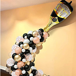 Champagne Balloon Garland Arch Kit, Gold Black Rose Gold and White Balloons Garland Kit Birthday Party Decorations for Women Men