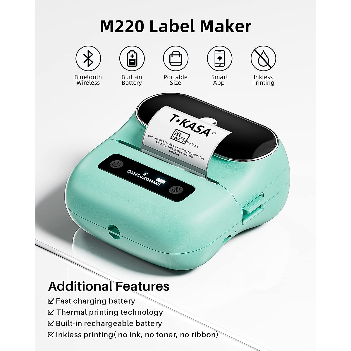 Phomemo M220 Label Maker, New Flagship 3.14 Inch Bluetooth Thermal Label Printer for Barcode, Address, Labeling, Mailing, File Folder Label, Easy to Use, with 3 Rolls Label