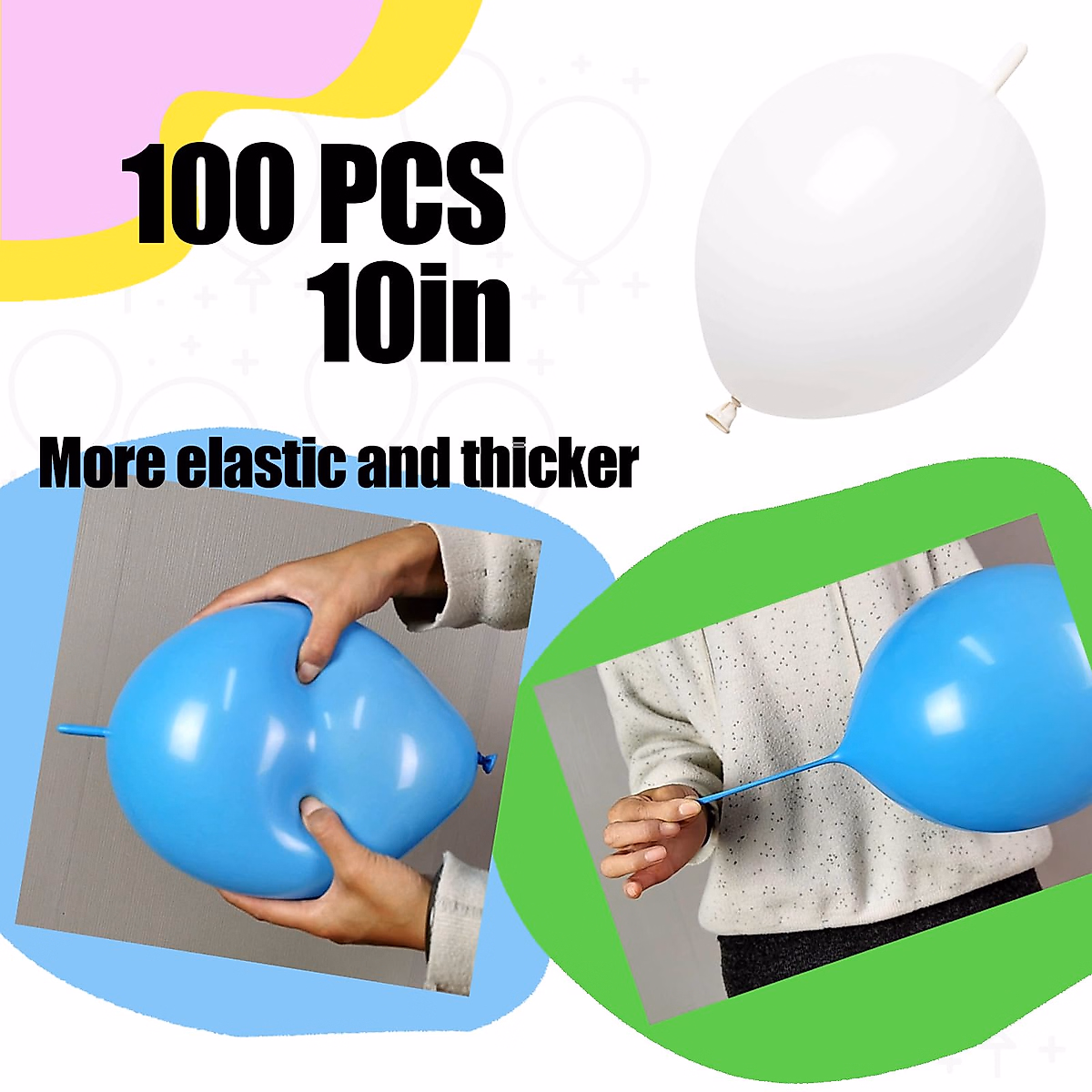 100 Pcs Quick Link Balloons White 10 inch, Latex Linking Balloons for Balloon Wall/Balloon Arches/Balloon Chains, Birthday Party Wedding Anniversary Graduation Arch Party Decor (white)