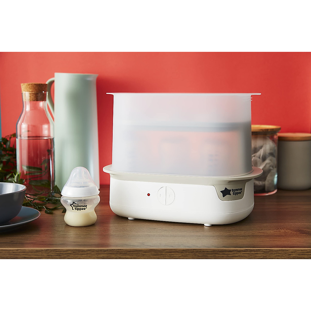 Tommee Tippee Supersteam Electric Steam Sterilizer for Baby Bottles, Kills Viruses and 99.9% of Bacteria, 5-Minute Sterilization Cycle, White