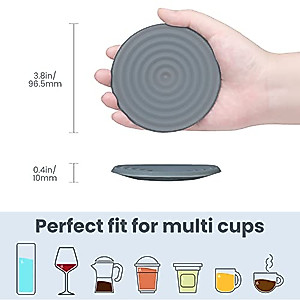 Set of 6 Silicone Coasters for Drinks - HOMKULA 10mm Thick, Coasters for Coffee Table, Drink Coasters for Wooden Table, Rubber Coasters, Stain-Resistant, Non-Absorbent, Dishwasher Safe