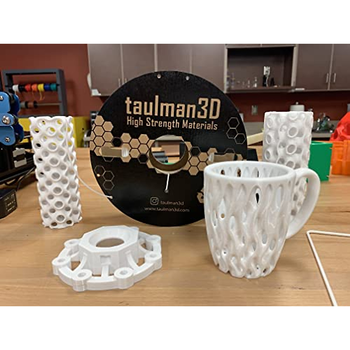 taulman3D PETG Recycled Filament 1.75mm, 3D Printer Consumables, 1kg Spool (2.2lbs), 100% Recycled Enviro PETG, Fit Most FDM Printer (White)