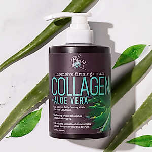 BLOOM Collagen Cream + Aloe Vera Moisturizer Body Lotion & Face Cream | Dry Skin Rescue Collagen Lotion | Skin Tightening Cream | Skin Firming + Tightening Lotion | Body Skin Care Products, 15 Oz