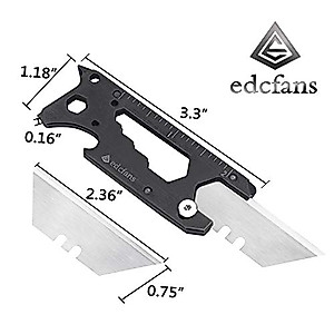 edcfans Utility Knife Multitool Keychain, Pocket Knives Box Cutter with Bottle Opener, Emergency Glass Breaker, Screwdriver, Wrench, Hex Bit, Clip and Extra 10 Razor Blades, Cool EDC Gadgets for Men