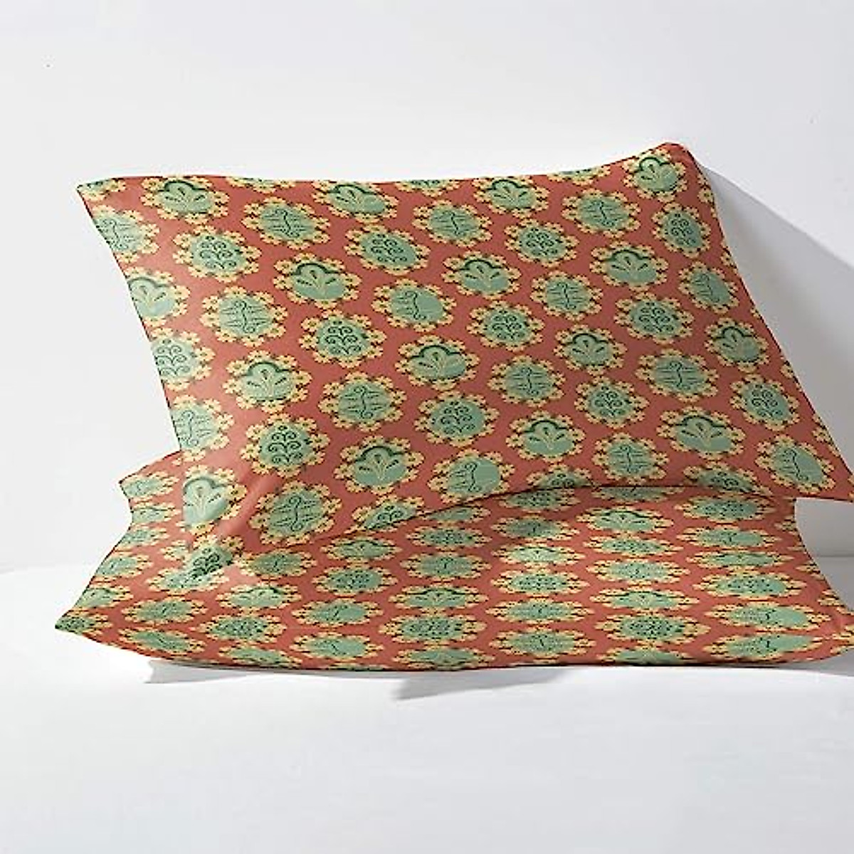 Flower Sheets Full Size, Retro Bed Sheets, Patterned Bedding Sheets & Pillowcases 4 Piece Set - Soft Microfiber Deep Pocket Fitted Sheet & Flat Sheet & 2 Pillow Cases F3-&-184