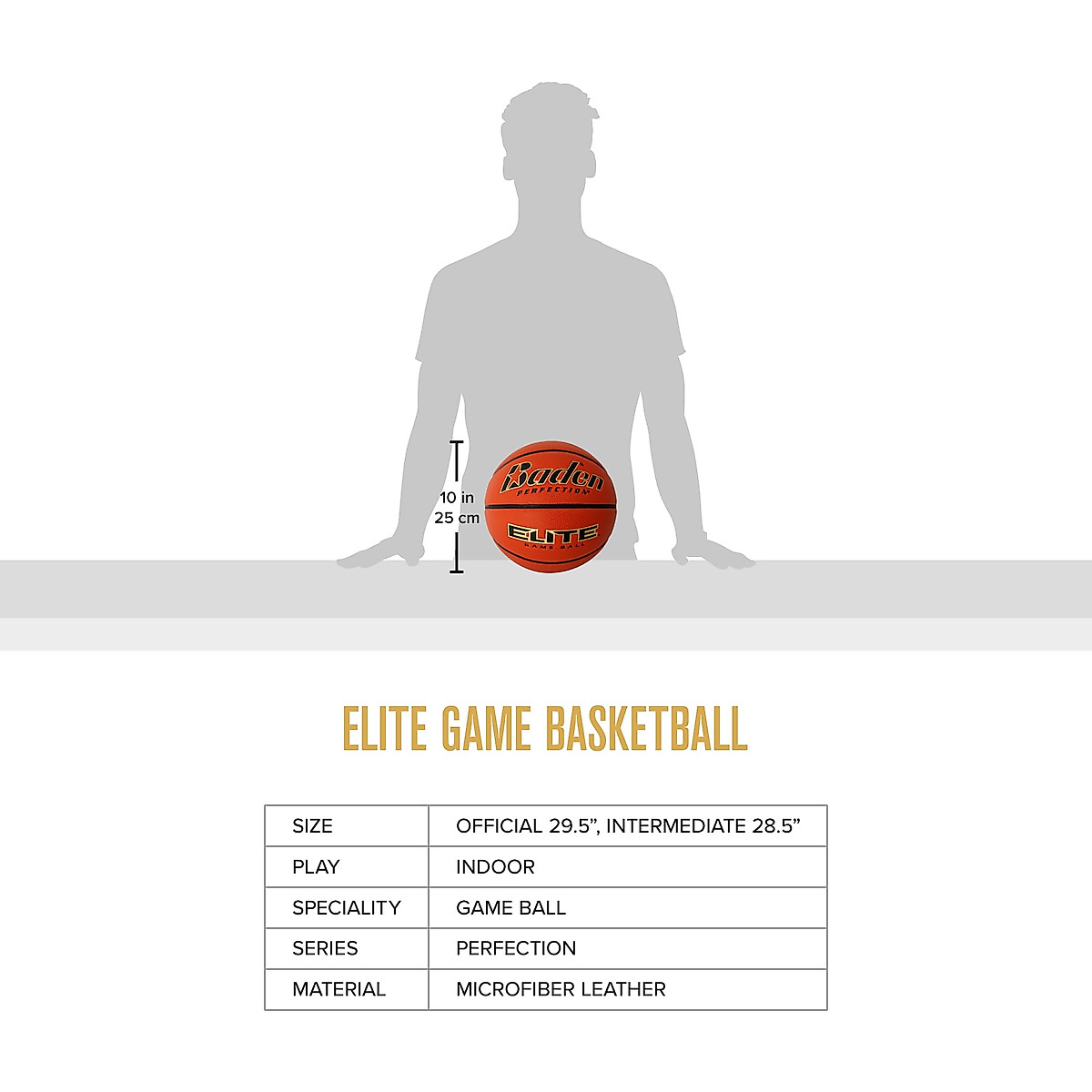 Baden Elite Indoor Game Composite Basketball, Official Size 6 & 7