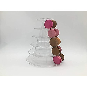 Candora 6-layer Round Macaron Tower Cake Stand Macaron Display Rack for Wedding Birthday Dessert Stand Cake Plate