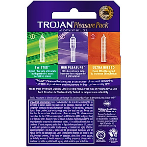 Trojan Pleasure Pack Lubricated Premium Latex Condom - 3 Ea, 6 Pack