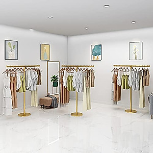 ZOUXIKOU Portable Industrial Pipe Clothing Rack - T-Shaped Metal Garment Rack for Hanging Clothes, Display Stand for Boutiques, Retail Shops, and Bedrooms