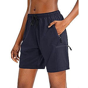 SANTINY Women's Hiking Cargo Shorts Quick Dry Lightweight Summer Shorts for Women Travel Athletic Golf with Zipper Pockets(Navy_S)