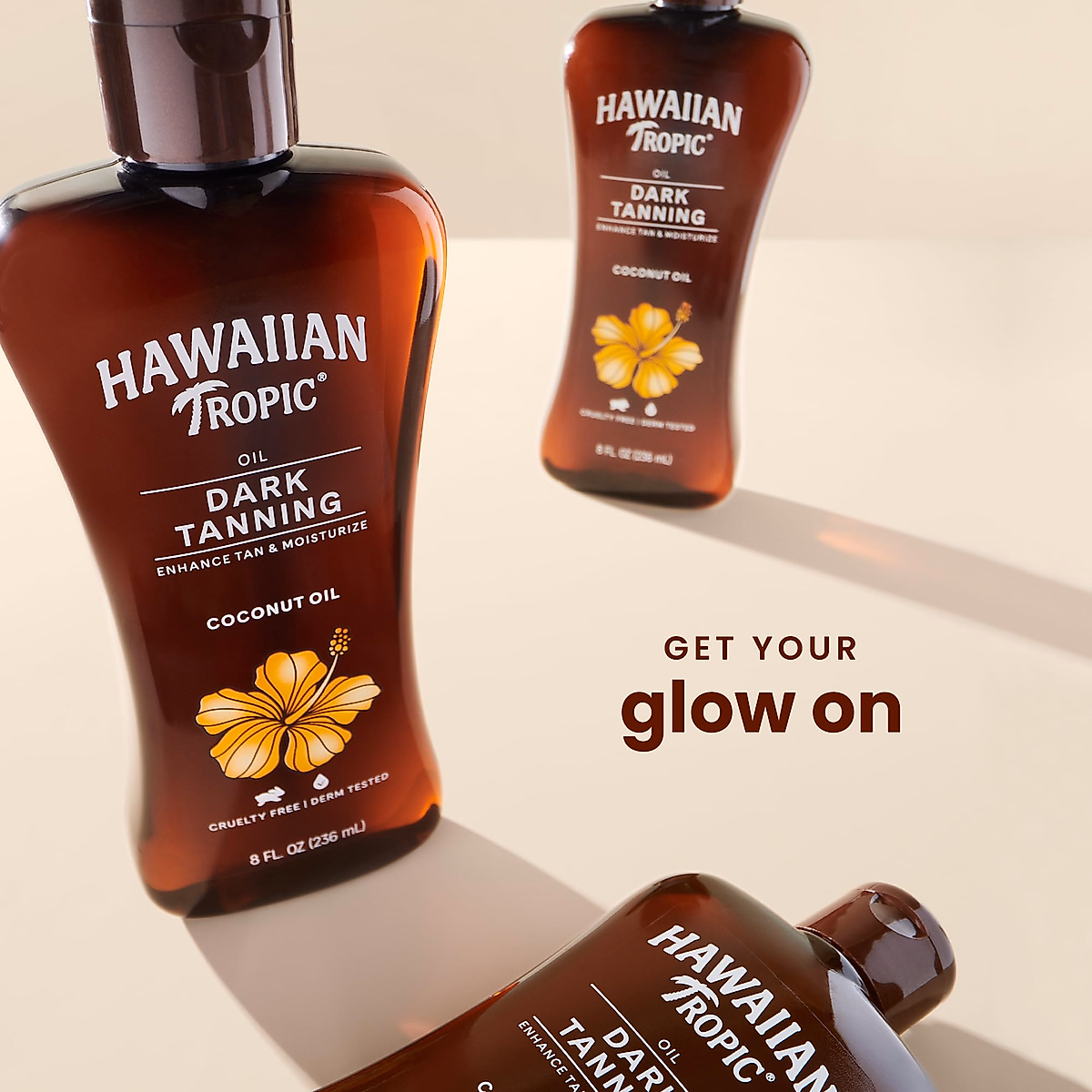 Hawaiian Tropic Dark Tanning Oil, 8oz | Moisturizing Body Oil, Tan Enhancer, Cocoa Butter Oil, Coconut Oil for Skin, Oxybenzone Free, 8oz each Twin Pack
