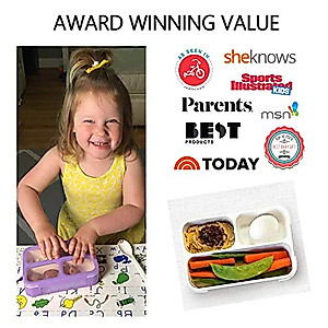 kinsho MINI Lunch-Box Snack Containers for Kids | SMALL Bento-Box Portion Container | Toddler Pre-School | Leak-proof Boxes for Work, Travel | Best for Adults Boys Girls | Pink Purple, Coral 3 pack