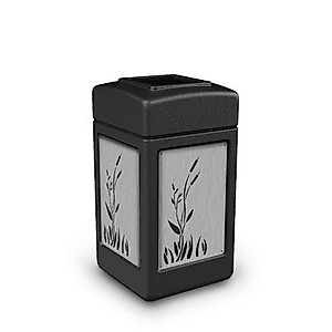 Precision Series 42-Gal Trash Can with Panel Color: Black