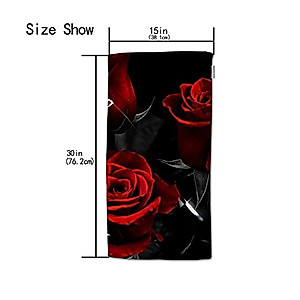 HGOD DESIGNS Rose Hand Towels,Abstract Red Rose and Black Leaves 100% Cotton Soft Bath Hand Towels for Bathroom Kitchen Spa Hand Towels 15"X30"
