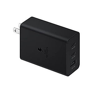 Samsung 65W 3-Port Super Fast Charging Wall Charger, 1x USB-C 65W, 1x USB-C 25W, 1x USB-A 25W, Max capacity 65W (Cable not included), Black, US version