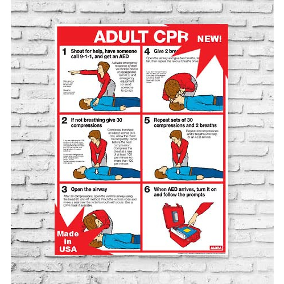 CPR for Adults 18" X 24" Laminated Poster - 2011