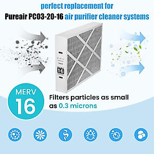 One Pack Y6604 MERV 16 Air Filter, 20x26x5 Inches MERV16 Air Filter Perfectly Fits for PureAir PCO3-20-16 Air Purifier, Y6604 Air Filter Replacement Keeps Your Filtration System Running Smoothly