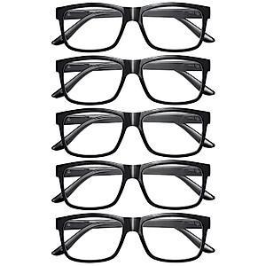 AIMISUV 5 Pack Reading Glasses for Women Men - Blue Light BlockingUV Filter Computer Readers,Anti Eyestrain Eyeglasses (Light Black, 1.50, x)