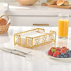 LEVIMETREE Guest Towel Holder Tray for Bathroom - Disposable Hand Towels Holder for Bathroom, Paper Hand Towel Holder, Paper Napkins Tray, Napkin Holders for Paper Napkins, Dinner Napkin Holder - Gold