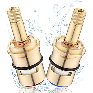 Faucet Cartridge Replacement Parts Compatible with Danze DA507071W DA507072W, Round Ceramic Disc Cartridge Kitchen Faucet Stem Replacement Parts (DA507072W+DA507071W Cold+Hot)