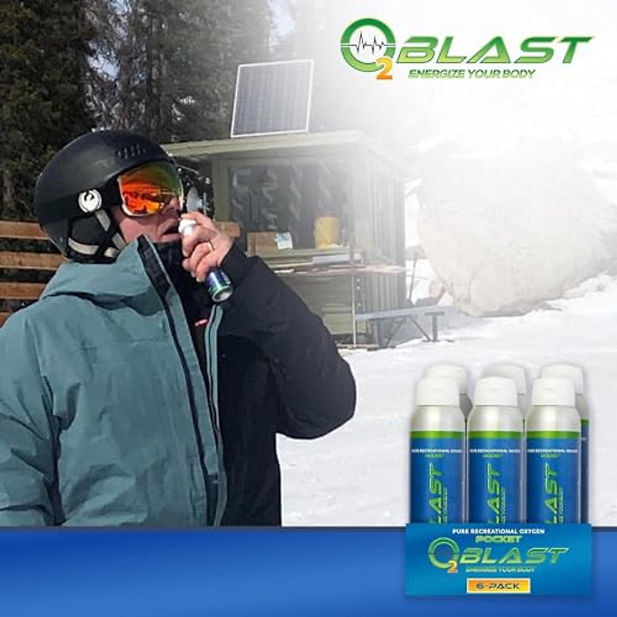 O2 Blast - Pure Oxygen Supplement, Quick Recovery for Exercise and Focus, Sanitary flip top Cap (4 Liter Oxygen Canisters - 6 Pack - Natural)