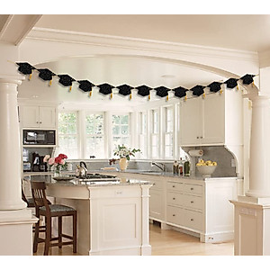 Graduation Decorations Class of 2024 Glitter Pre-Strung Congrats Grad Graduation with Tassel Party Congratulations Banner Decor College High School Graduation Party Favors Black