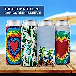 QualityPerfection Slim Can Coolers Sleeves (2 Pack) Insulated, Beer/Energy Drink Premium Neoprene 4mm Thickness Thermocoolers for 12 oz Skinny Beverage Can Covers (Old Paisley)
