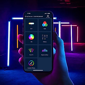 GVM BD25R LED Video Light, 25W Handheld Wand Light, 24" Full Color LED Tube Light, 2700-10000K Stick Light with APP/DMX Control for Photography, Studio, 12 Scene Effects, MESH Networking