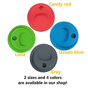 THINKCHANCES Reusable Food Grade and BPA Free Silicone Circulr Straw Hole Coffee Juice Drinking Sip Lid for Mason, Ball, Canning Jars (Wide Mouth, Grey) 6 Pack